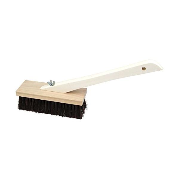 柄付き-/1丁6行/-・パッケージ個数:1・用途:タイル目地の掃除、土間のブラシ引き、仕上げ時の水打ち作業・サイズ:1丁・毛の行数:6行・柄部:柄付き・刷毛部:馬毛・ナイロン