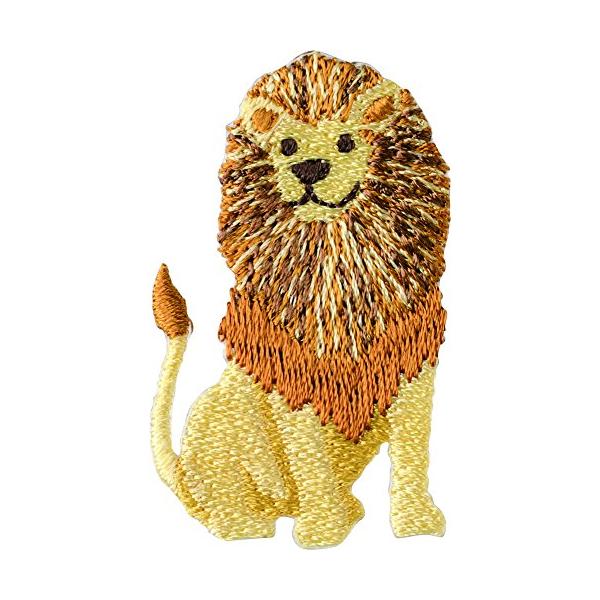 刺繍ライオン/縦45mm×横27mm/H457-980・Color:ライオン・本体サイズ：約縦45×横27mm・接着方法：アイロン接着・maco maako