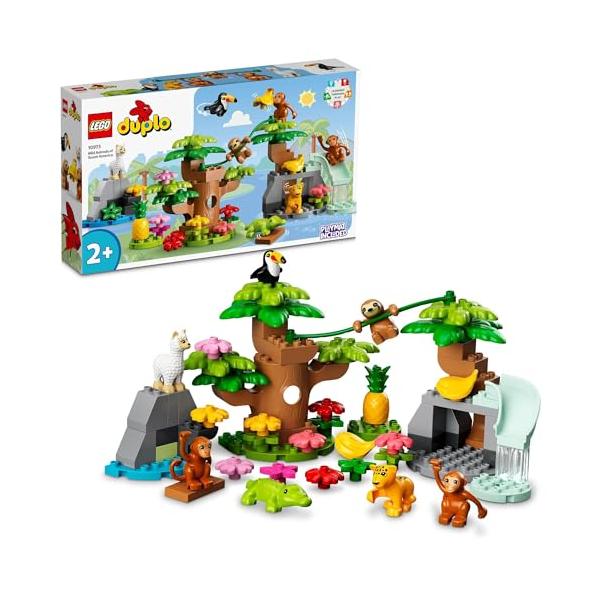 南米のどうぶつ-/-/10973・パッケージ個数:1・ジャングルの動物たちと遊ぼう ? にぎやかなジャングルを想像しながら創造性豊かに遊べる、レゴデュプロ 南米のどうぶつ(10973)・動物天国 ? ワニ、サル2体、ナマケモノ、ヒョウの子ど...