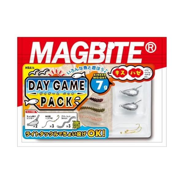 -/7g/MBA14・シンカーウエイト:7g・ハリス/針:ホンテロン1号/秋田キツネ（金）8号・ワーム:アミノムシ 3インチ（オキアミグロー・アオイソメ・アカイソメ）・セット内容:チョン掛けシンカー 2個/糸付針（コブ付） 3本/アミノムシ...