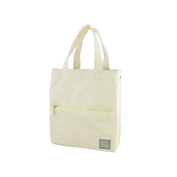 アイボリー/ランチトートバッグ/AF5276・Color:アイボリー・パッケージ個数:1・トートバッグ型の保冷ランチバッグ(クーラーバッグ)です。縦型タイプで水筒やペットボトルも立てて入ります。無地素材にファスナーカラーがアクセントの、シン...