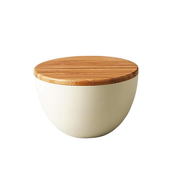 アイボリー/約700ml/T-96337・Color:アイボリーPatternName:ボウルM・パッケージ個数:1・本体サイズ:約φ13.4×8.6cm、フタ:約13.4×0.9cm・素材・材質:PET ABS樹脂 竹・原産国:日本・食洗...