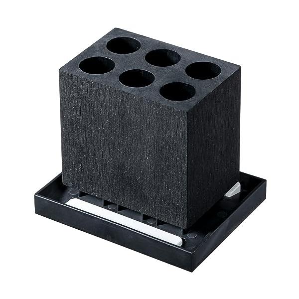 シンプルブラック/6本立/HO1956・Color:ブラックPatternName:6本ストレート・パッケージ個数:1・サイズ:約幅16×奥12.5×高14cm・素材・原材料:本体/合成木材、トレー/ポリプロピレン、吸水バー/珪藻土、滑り止...