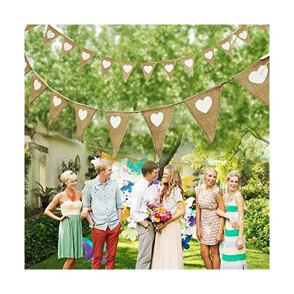 茶色 (Cha-shoku Brown) with possible accents of 赤 (Aka Red) and 緑 (Midori Green)/3m/-・Size:3m・ヘッセンの布地心臓旗ガーランドは旗を結婚祝賀会誕生日の装...