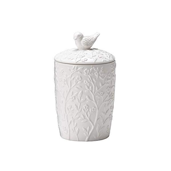 トイレポットホワイト/11.5W*11.5L*19.5H/SP-1922-WH・Color:ホワイトStyle:トイレポット・パッケージ個数:1・植物のレリーフと小鳥がポイントのトイレタリーシリーズのトイレポットです。