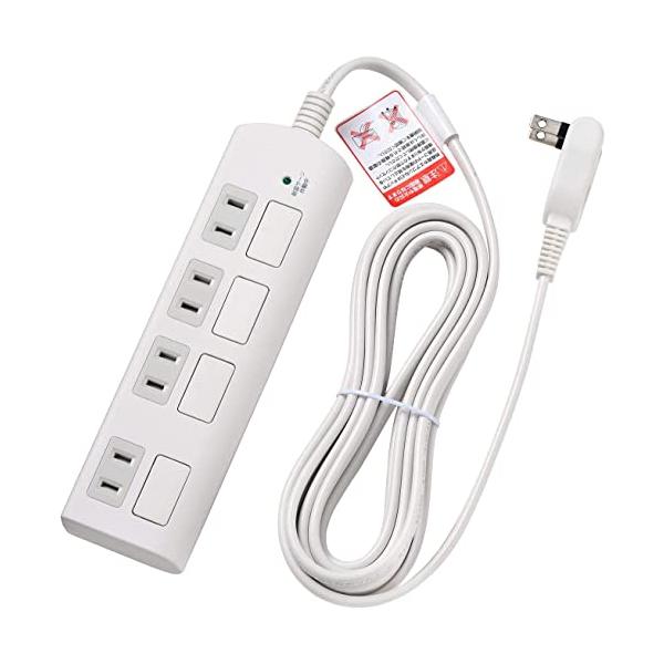 3ｍ-/4個口/WBS-LS403F(W)・Size:4個口Style:3ｍ・パッケージ個数:1・●雷から接続機器を守る耐雷サージ機能付 ●LEDランプ仕様 独立スイッチ ●ホコリ防止の扉付 ●スッキリ配線できるスイングプラグ ●トラッキン...