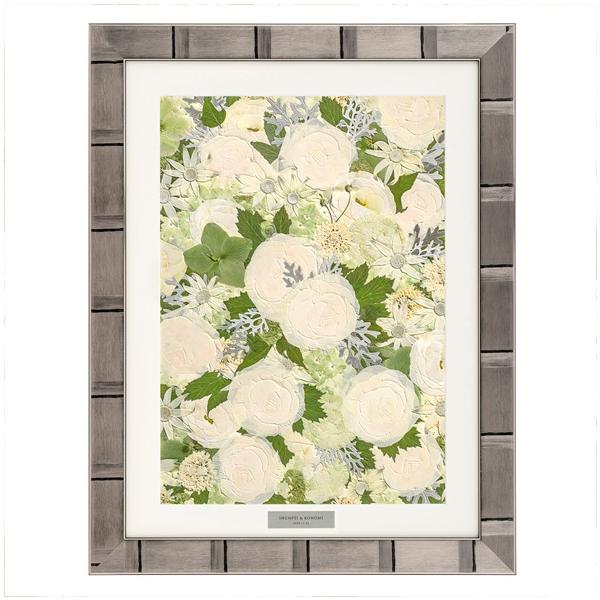 スタイリッシュシルバー LW450×H575mm必ず下記、商品説明記載事項をご確認いただき、ご承諾のうえお申込みください。◆ブーケに使用された生花の色や形のイメージと、押し花や立体タイプの仕上がりは必ずしも同じにはなりません。◆納期：約6ヶ...