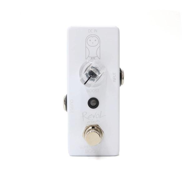 RevoL e?ects WHITE OWL BOOST ECB-01は、シンプルな１ノブタイプのブースターです。ぼやけたアンプサウンドをよりクリアにし、どのポジションでも原音を損なうことなくブーストします。歪みペダル→ECB-01の順で繋...