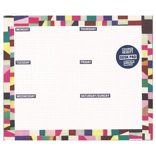 アメリカ、スミソニアン・ミュージアムにあるクーパー・ヒューイットのパターンデザインをあしらった、デスクパッド。ウィークリープランナーと、マウスパッドの二つの機能を同時に楽しめる、優れものアイテム。