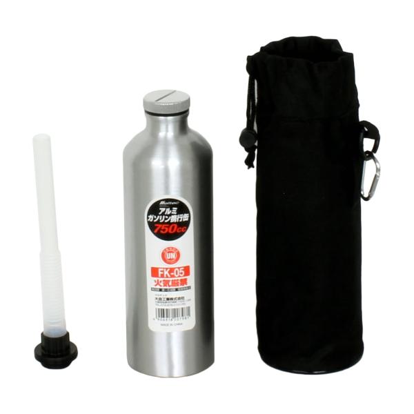 軽量＆スリムで収納スペースをとらない！草刈り機やバイクの給油に。■本体：アルミニウム アルマイト加工■キャップ：アルミニウム合金■ノズル：PE■締付部：PP■収納袋：不織布■厚み：0.8mm■給油ノズルの長さ：約200mm■本体サイズ：約φ...