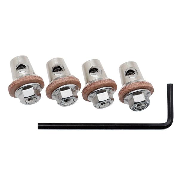 ■穴径：5mm■真鍮■レザーワッシャー■4個セット■2.5mm ヘックスレンチ付属■カラー：シルバー