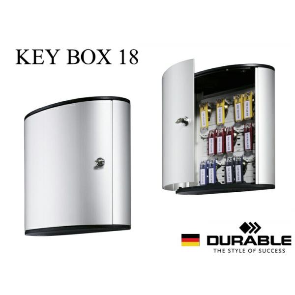 ●ドイツDURABLE（デュラブル）社の「キーボックス18」。18個の鍵を専用キーホルダーを使って保管することができます。●整理整頓されていない雑然としたオフィスにうんざりしていませんか？●デュラブルのキーボックスなら、スタイリッシュに鍵の...