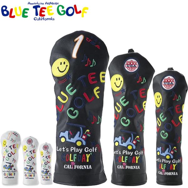 Blue Tee Golf(ブルーティーゴルフ) ロゴ、文字などが刺繍で施されたヘッドカバーお馴染みのスマイルマークとかわいらしいカートの刺繍が特徴的内側はボア仕様でクラブを優しく保護してくれます■素材PU(合成皮革)■種類ドライバー用(4...