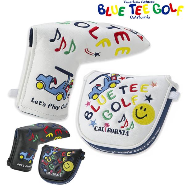 Blue Tee Golf(ブルーティーゴルフ) ロゴ、文字などが刺繍で施されたパター用ヘッドカバーお馴染みのスマイルマークとかわいらしいカートの刺繍が特徴的■種類ピン型(ブレード型)マレット型※異形ヘッド、大型ヘッドには装着できない場合が...