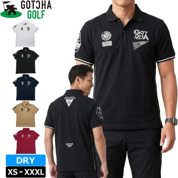 ベーシックなデザインの半袖ポロシャツ「GOTCHA GOLF」らしい刺繍ロゴやワッペンがアクセント両サイドに施されたステッチや袖口のリブラインもさりげないポイント汗をかいてもサラッとした着心地が持続する吸水速乾機能付ゴルフだけでなく、普段使...