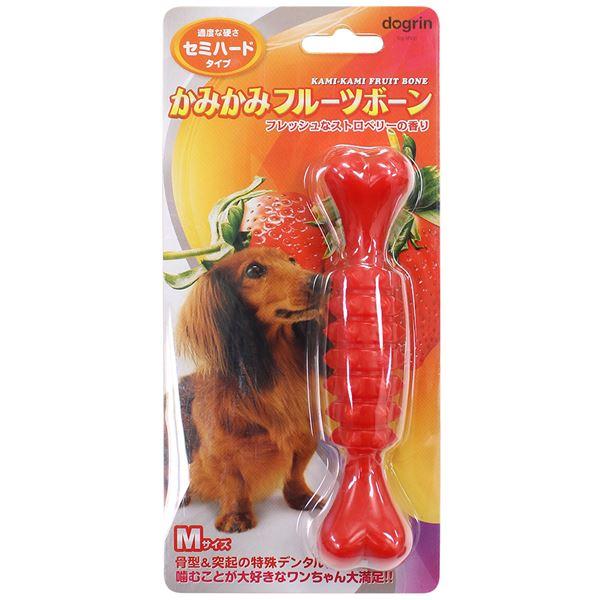 【商品名】 （まとめ）かみかみフルーツボーン セミハード Mサイズ ストロベリー【×3セット】 (犬用玩具) 【ジャンル・特徴】 骨型＆突起の特殊デンタル形状！ [ DM-407 ]