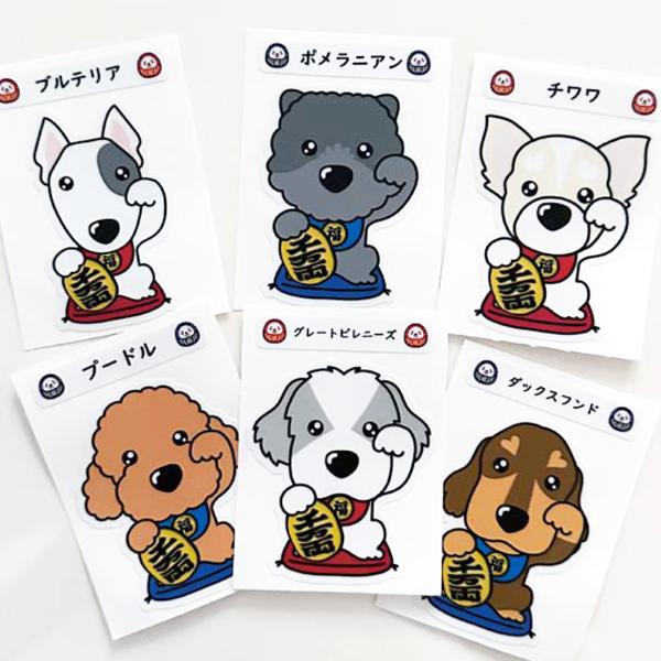 わんちゃんの幸せが、あなたの幸せになる場所。ペット雑貨のお店ThreeB。一緒に過ごす時間をもっと素敵にする、とっておきのアイテムを探しにきてください。可愛いワンちゃんたちが「まねきいぬ」となって幸運を招いてくれそう！お座布団カラーは赤と青...