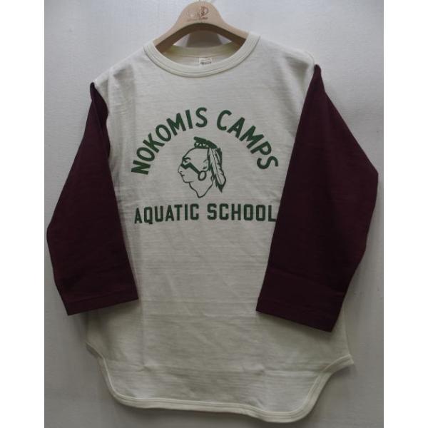 ●WAREHOUSE Baseball Three-Quarter Sleeve Tee [Lot.4800 NOKOMIS CAMPS]★2023 Collection★7分袖Tee。「吊り編み機より希少」といわれる旧式のローゲージ編み機...