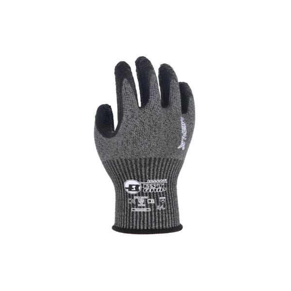 ・炭素系材料を配合し、製法特許を取得した自社生産の高強力ポリエチレン繊維（METALQ?）を使用しており、耐切創性に優れています。・手のひらには特殊配合の天然ゴムをコーティングしているので、従来の手袋より柔らかく、被膜も丈夫です。・独自製法...