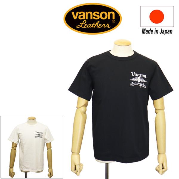 正規取扱店 THREE WOODVANSON (バンソン) 882V068N LEATHERS WHEEL&amp;WING レザーズ ウィール&amp;ウィング ショートスリーブ Tシャツ 半袖 日本製 日本製です。ブラックとオフホワイト...