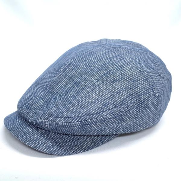 ブランド：THROB&amp;CO商品名　：《THROB&amp;CO》絣ストライプ ハンチングカラー　：＃1　ブルーサイズ　：58cm〜59cm（頭周り）　　　　　サイズ調整アジャスターすべり（仕様）高さ　　：約11.5cm前後庇長さ　：...