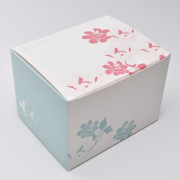 コート紙表面に花柄・天香茶行の名入りの箱です。