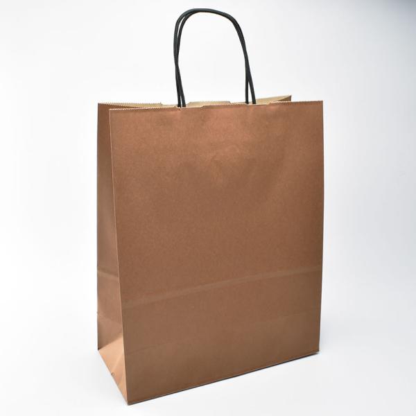 表面が赤茶色の無地クラフト紙の手提袋。