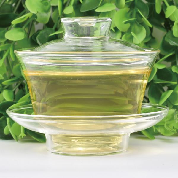茶葉や茶の色が見えて楽しい耐熱ガラスの蓋碗。シンプルな作りでお手頃価格の中国茶器、蓋碗です。