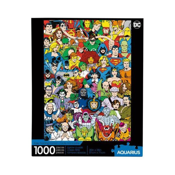 【訳あり商品】DC Comics（DCコミック）Retro Cast 1000ピース ジグソーパズルです。※こちらの商品は、輸入の際に箱がつぶれてしまいお値下げしております。中のパズルは、問題なくご使用いただけます。やりがいのある、1000...