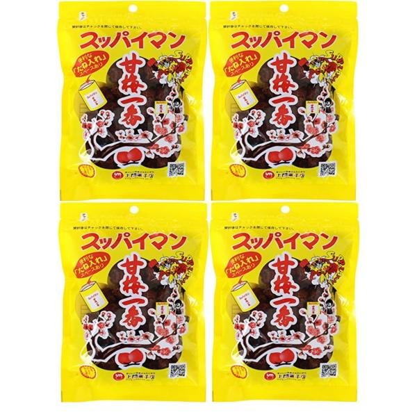 地元沖縄でもお土産でも大人気！こちらはスッパイマン定番商品 たねあり65g×4袋になります。スッパさと甘さがあって食べやすい乾燥梅です♪食感は少し硬めのパリッと食感で食べ応えあり！・クエン酸で抵抗力UP↑・低カロリーなのでダイエットのお供に...