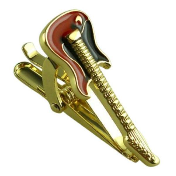 ・製品仕様材質：合金（真鍮）コーティング：金メッキサイズ：全長約3.2cm×全幅1.1cm重量：約5ｇ付属品：巾着袋パッケージ：クリスタルパック（専用ケースは付属しません）※エレキギターをモチーフにしたネクタイピンです。          ...