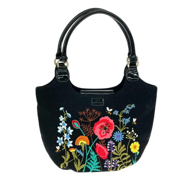 【ブランド】LULU GUINNESS　ルルギネス【仕様】花 刺繍 キャンバス【状態詳細】Aランク【外側】金具サビ有り【内側】【管理番号】240001189453