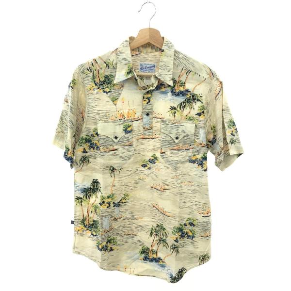 【ブランド名】ROCK MOUNT　ロックマウント【メーカーサイズ】サイズ:M※サイズはメーカーにより若干異なりますのでご注意下さい。【管理番号】243001001374【仕様】半袖プルオーバーウエスタンシャツ アロハ柄/カヌー＆ヤシの木 ...