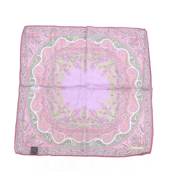 ETRO エトロ プチスカーフ 良好 ピンク シルク100% ペイズリー ETRO エトロ プチスカーフ 良好 ピンク シルク100% ペイズリー