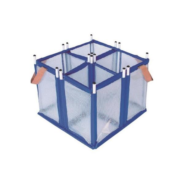 ●二人一組の土のう制作作業が一人でできます。●水洗いで簡単に泥が落ち、転用が可能です。●袋をセットした状態で、ゴミ箱としてリフォーム現場に。■規格　480×480×480(内寸：240角×4部屋)