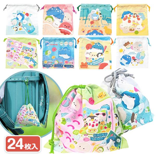 【商品詳細】海の珍しい生き物たちを可愛くデザインした巾着袋です。小物の整理の便利です。【商品サイズ】約15×15cm【主な仕様】24枚1セット｜ヘッダー付OPP袋入【関連キーワード】ぽちゃちゃ 珍海生物 海の生き物 アニマル キャラクターグ...
