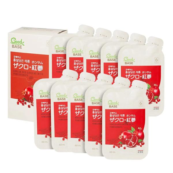 正官庄 ザクロ 紅参 ホンサム 50ml【 10袋 】まとめ買いセットです。栄養価に優れて美容・健康に良いスーパーフードであるザクロと疲労回復など様々な効果があるといわれている高麗人参のエキスがあわさった飲みやすい手軽にのめるパウチタイプで...