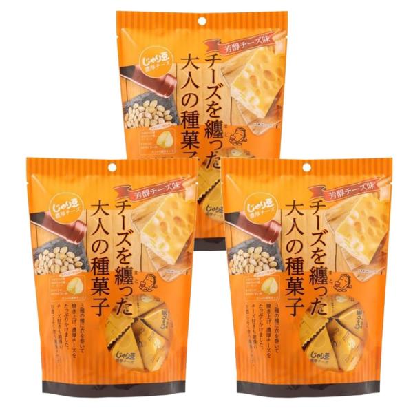 トーノー じゃり豆 濃厚チーズ 70g 3個 です。高オレイン酸品種のひまわりの種、かぼちゃの種、アーモンドの3種の種に衣を巻いて焼き上げ、濃厚チーズをたっぷりかけた 焙煎種スナック。ノンフライで香ばしいサクサクの食感です。アメリカで独自栽...