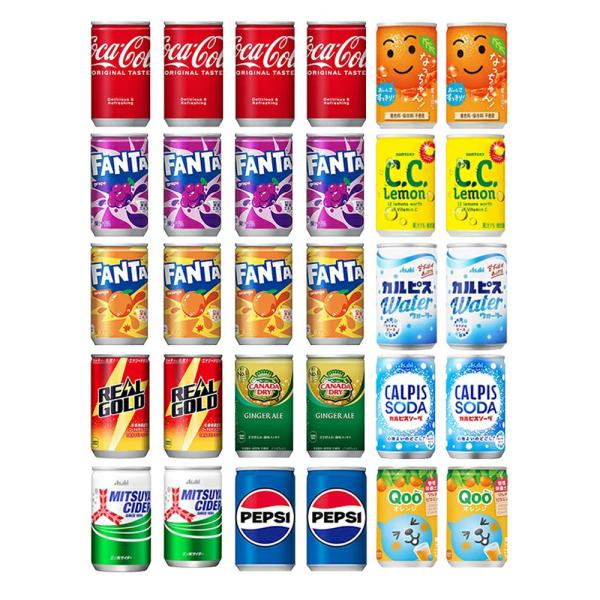 炭酸飲料 ジュース ミニ缶 160ml 【 12種 30本 】 セットです。ちょうどいい飲みきりサイズなのでお子様にも喜ばれると大人気の炭酸飲料。そのまま飲んでも、アルコール割りにもお勧めです。少量サイズだからいつでも新鮮な炭酸をお楽しみい...