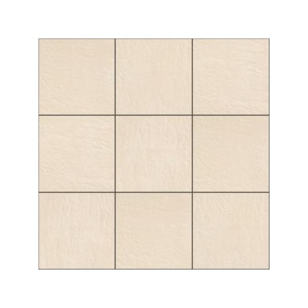 やわらかなライムストーンの質感を持ち、床タイル定番形状を揃えたパターン張りも可能なお値打ち感のある床タイルです。