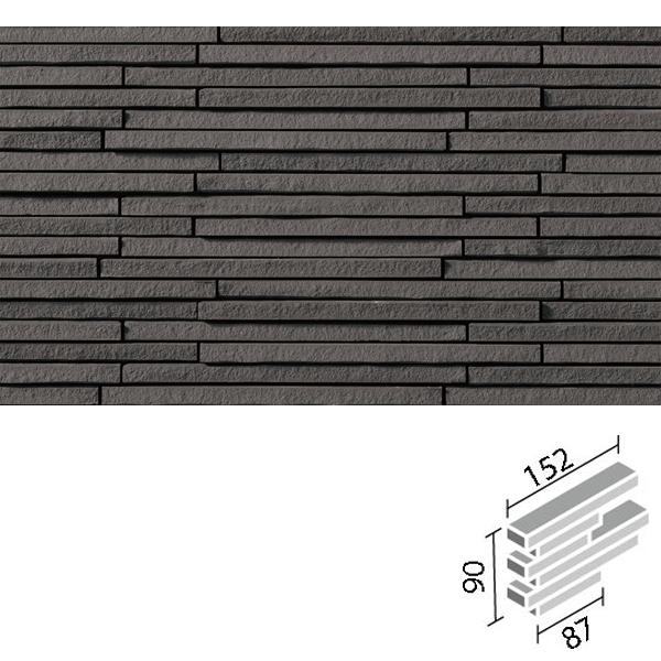 石を積んだ印象に仕上がるタイルです。太陽の下で部分的に光る釉薬と、厚み差で生まれる影のコントラストが絶妙です。