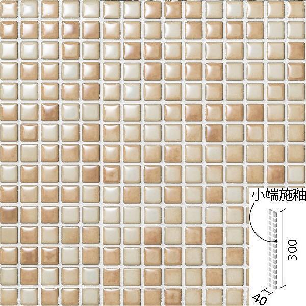 レトロな表情、色合いのタイルを混ぜ合わせました。アンティーク感ある木調家具などになじみの良い色合いです。