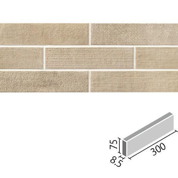 エイジング感のあるテキスタイル柄が特長のタイルです。空間のアクセントになるブリック形状と六角形のシリーズです。