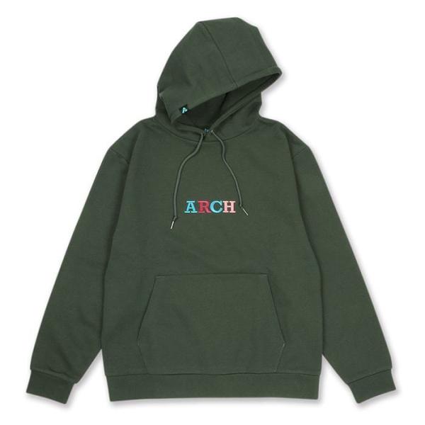 ■Details■・カラー：グリーン ・素材：コットン50%　　　　ポリエステル50%「ARCH」のタイポグラフィをカラフルに刺繍したプルオーバーパーカ。 柔らかく快適な着心地の、裏起毛のコットンとポリエステル混紡生地を採用。シーズンキービ...