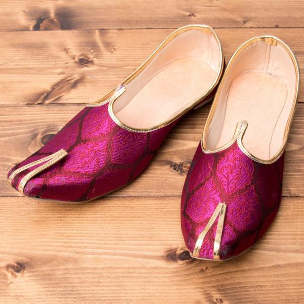 【発売日：2019年06月28日】男性用宮廷靴 - モジャリパープル / メンズ、仮装、コスチューム、フラットシューズ、靴、ペッタンコ靴、インド 靴、Khussa、mojari TIRAKITA(ティラキタ) エスニック衣料 【エスニック・...