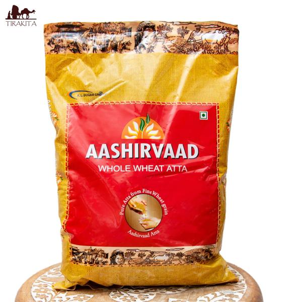 【発売日：2024年07月25日】【2kg】アタ - チャパティ用の全粒粉 ネパール産【AASHIRVAAD】 / 全粒粉、アタ粉、atta、チャパティ、ロティ、パラタ  インド アジアの食材 【インドとアジアン食品・食材