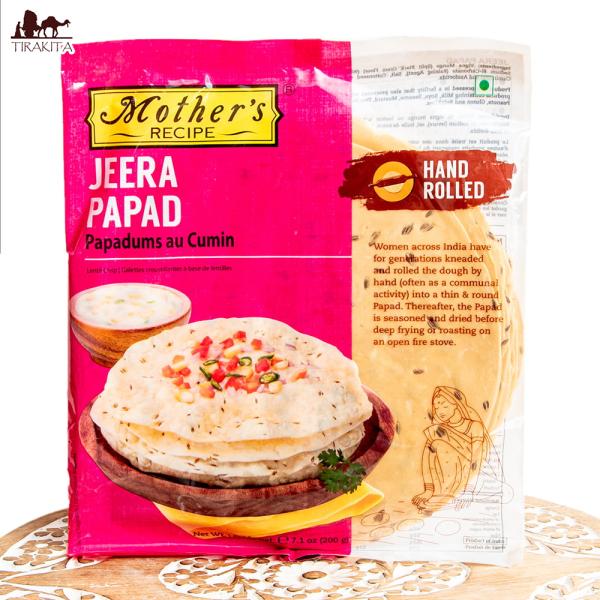 【発売日：2024年09月30日】【Mother's Recipe】ジーラパパド クミンフレーバー / パパド、Papad、インドせんべい、おつまみ Mother's（マザーズ） インド アジアの食材 【インドとアジアン食品・食材