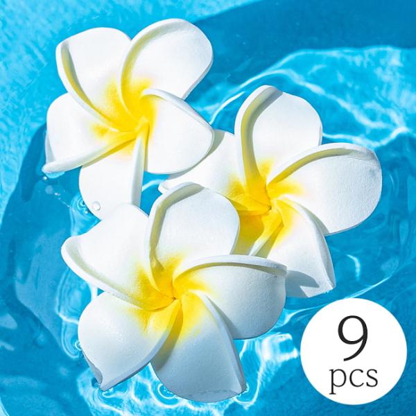 【発売日：2000年01月01日】〔約6cm x 9個セット〕水に浮かぶ プルメリアの造花 インドネシア・バリの心の花 / セット、プール、スパ、テーブルデコレーション、人工水草、造花、インテリア、水槽  インドとアジア雑貨 【インドとアジ...