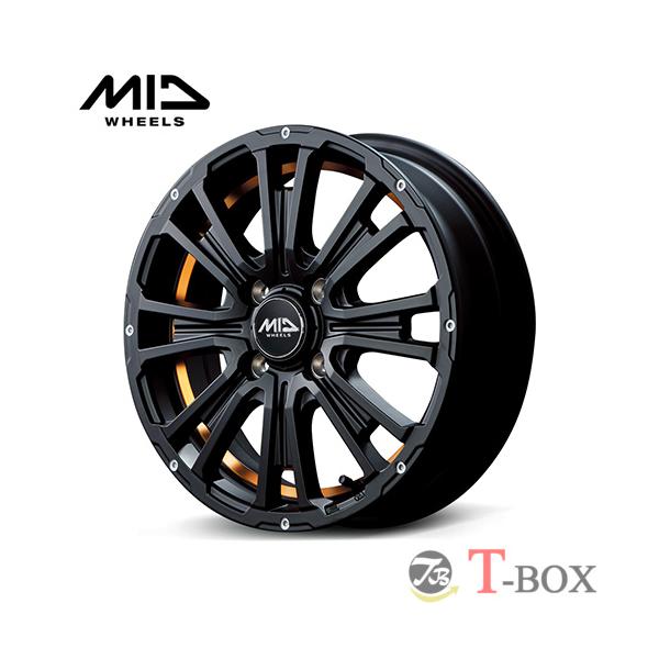 ■ホイールMARUKA MID GARCIA SS REVOLVER KCマルカ MID ガルシア SS リボルバー KC■サイズ14 4.5 +45 4/100ボア径67.1■カラーセミグロスブラック/アンダーカットオレンジ■付属品センタ...