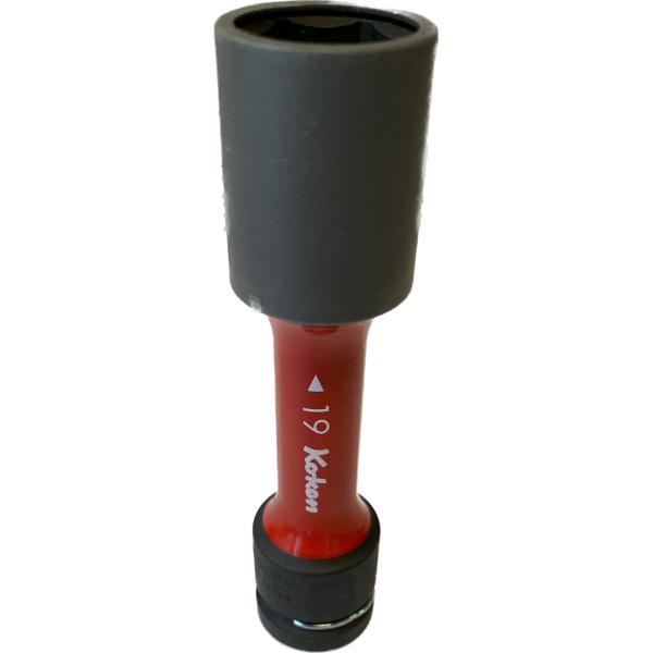 型番：14145PM.110-19差込角：1/2”-12.7mmサイズ： 19mm全長：110mm※ピン、オーリング、Cリングは別売となります。※ホイール専用に薄肉に設計されておりますので、通常のソケットより耐荷重が低くなっております。※オ...